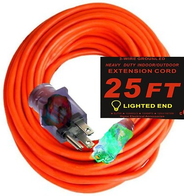 10 3 Contractor Grade 25 Feet 10 Gauge Power Extension Cord 10/3 Plug ...