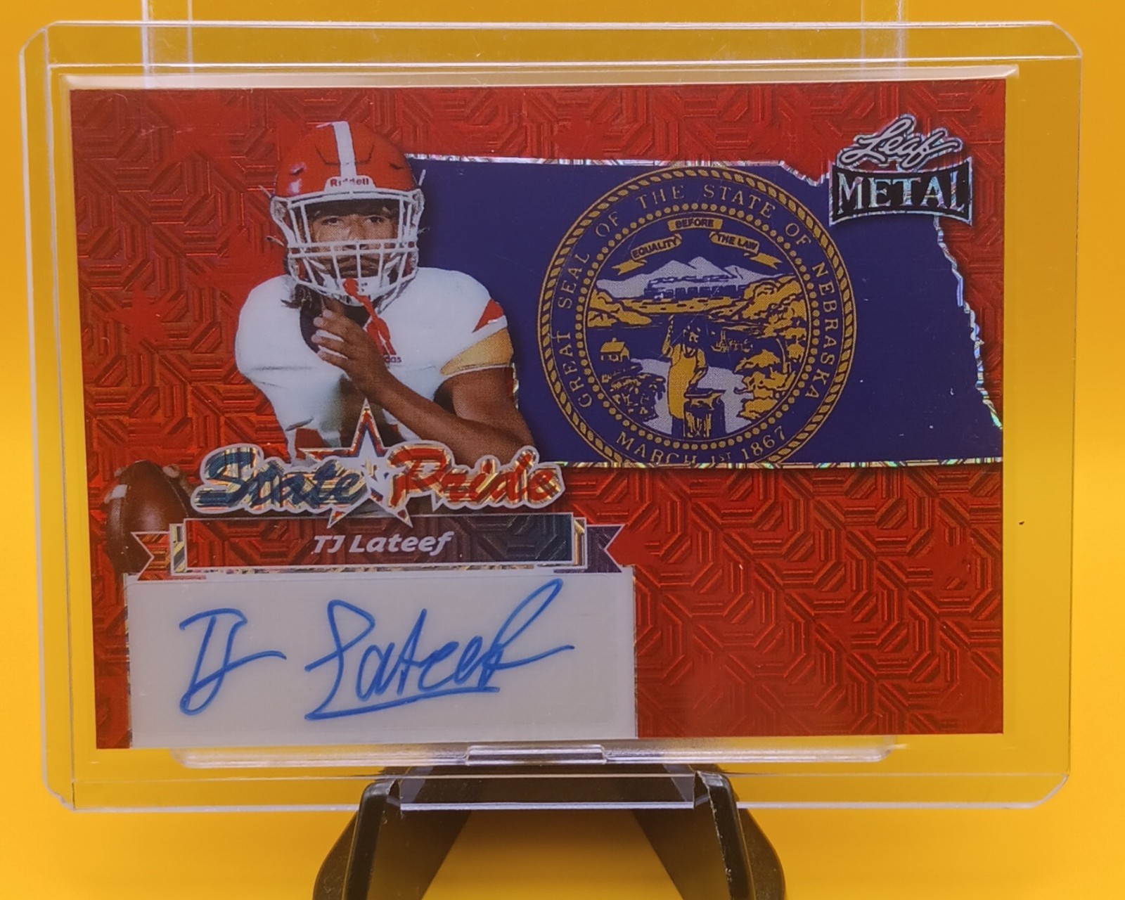 2025 Leaf Metal - State Pride TJ Lateef #SP-TJL Red Mojo /3 (AU, RC ...