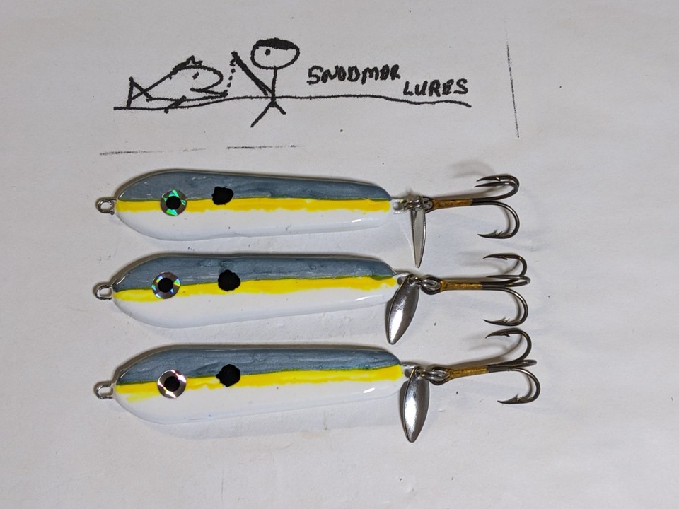 3 - 2 oz Threadfin SLAB Shad Fishing Casting Jigging Slab Lead Spoons ...
