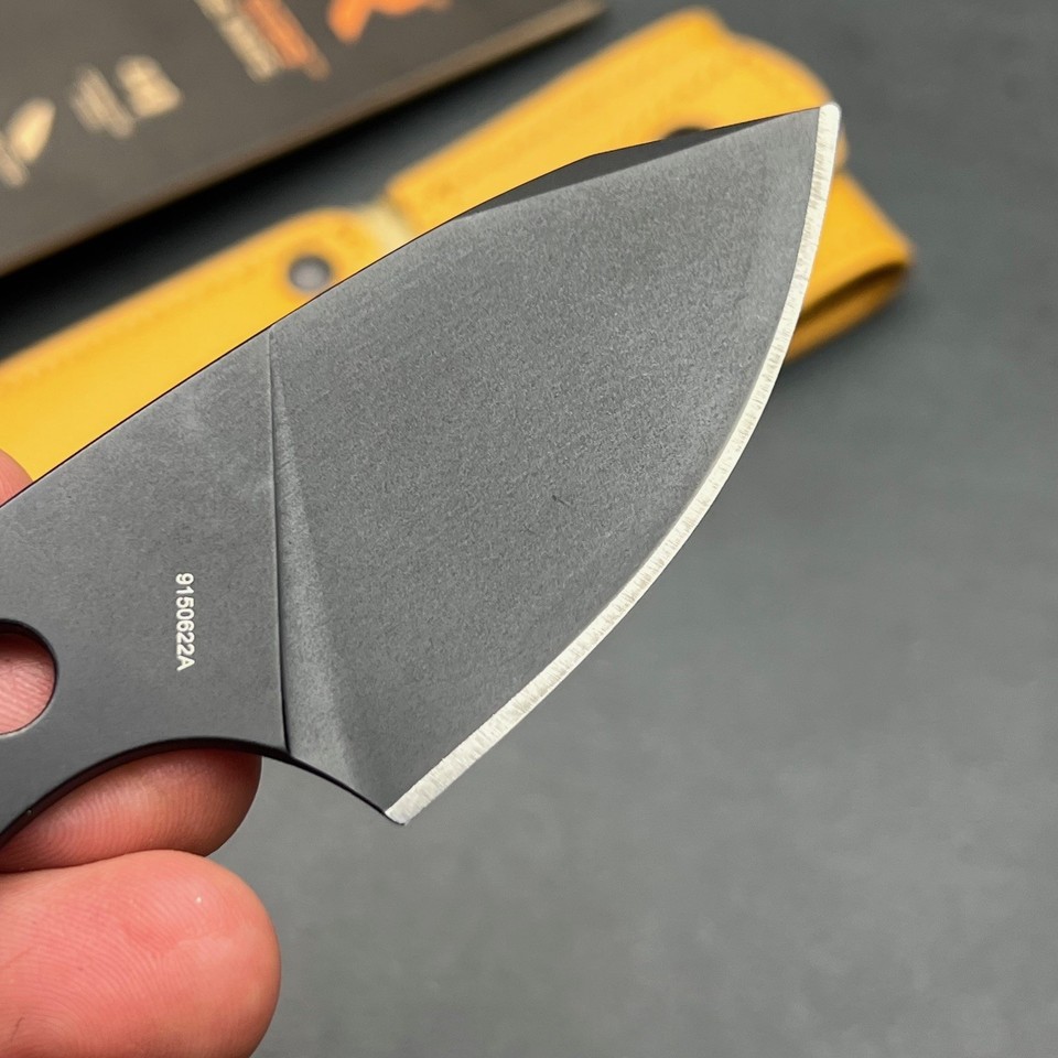 Gerber Black Skeletonized Dibs Fixed Blade Knife with Genuine Leather ...