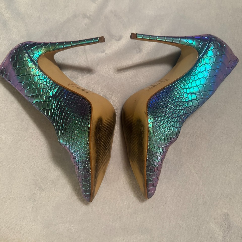 Aldo High Heels Mermaid Turquoise Snakeskin Embossed Pumps 8.5 stiletto ...