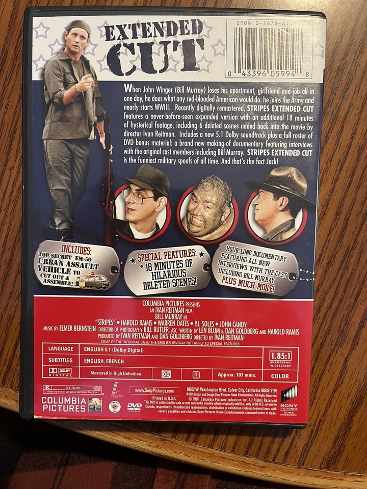 Stripes (DVD) Extended Cut 43396059948| eBay