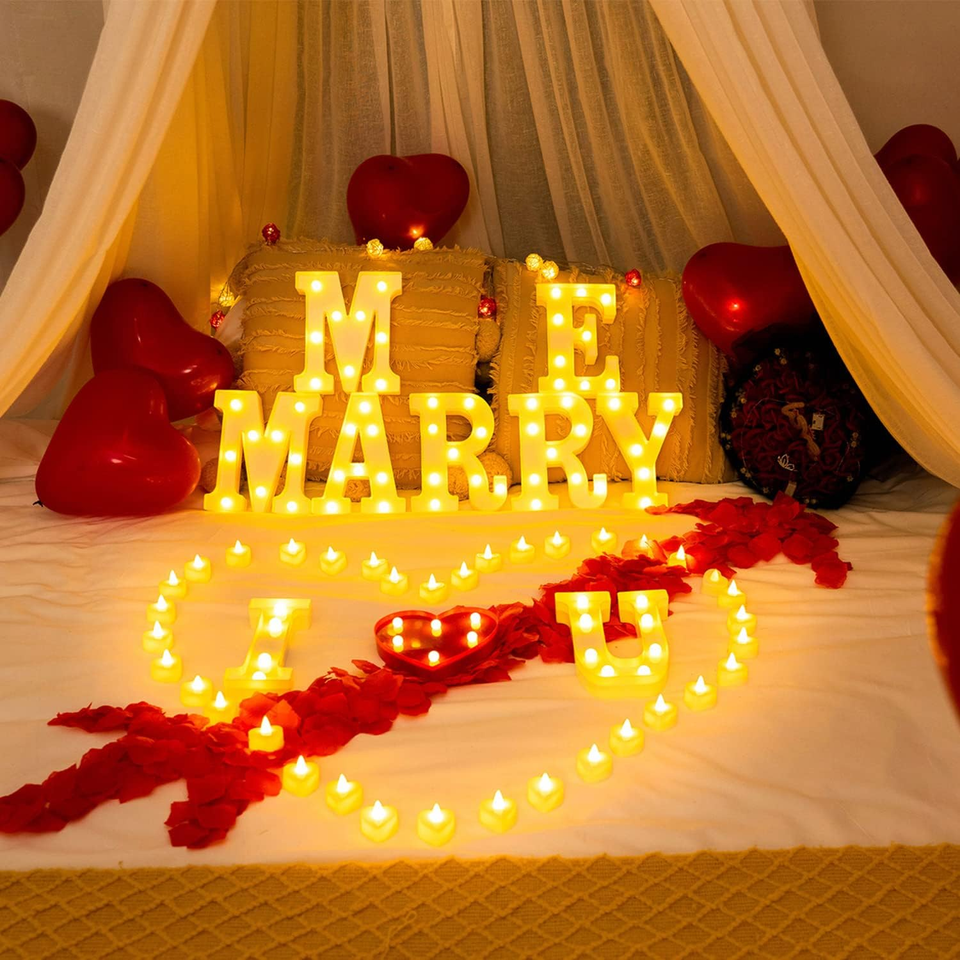 Homemory Marry Me Light up Letters Proposal Decorations Marry Me Sign ...