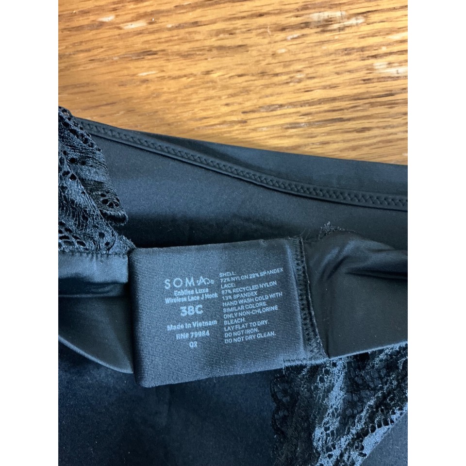 Soma Bra Women's 38C Embraceable Wireless Lace J Hook Bra Comfortable ...