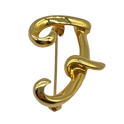 Vtg ANNE KLEIN Pin Cursive Initial Monogram Letter "F" Brooch Script ...