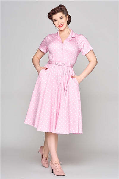 Caterina Pink Polka Swing Dress Collectif 16-22 pin-up retro 50s shirt ...