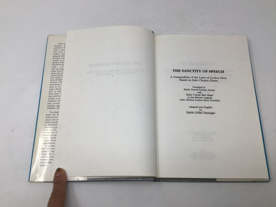Sanctity of Speech Comendium of the Laws of Loshon Hora Based on Sefer ...