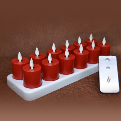 Luminara Flameless Rechargeable Tea Light Candles Moving Wick ...