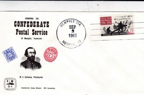 United States 1965 Confederate Postal Service Wilderness Cover Memphis ...