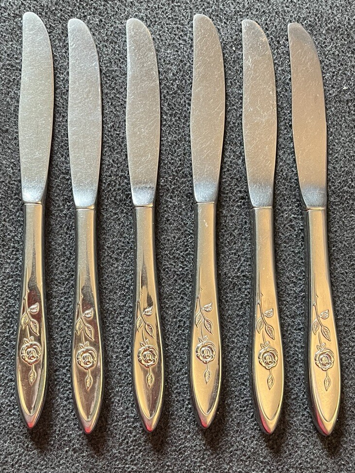 Set of 6 Oneida Community My Rose Stainless Steel 8.5" Dinner Knives | eBay