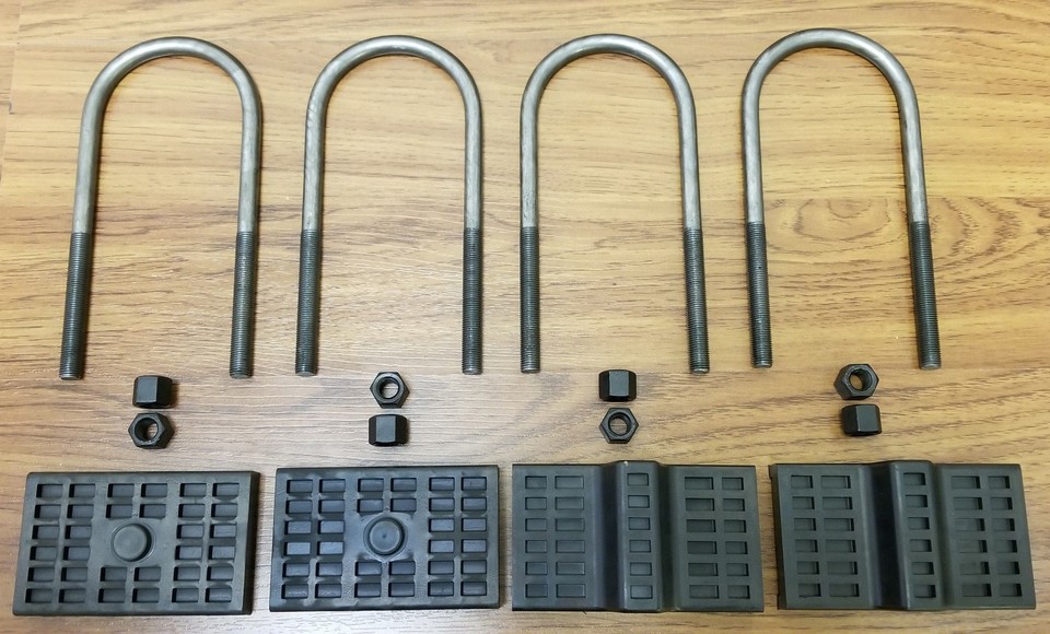 Leaf Spring Pads + U Bolts Long Style 16pc w/Tall Nuts Camaro Firebird ...