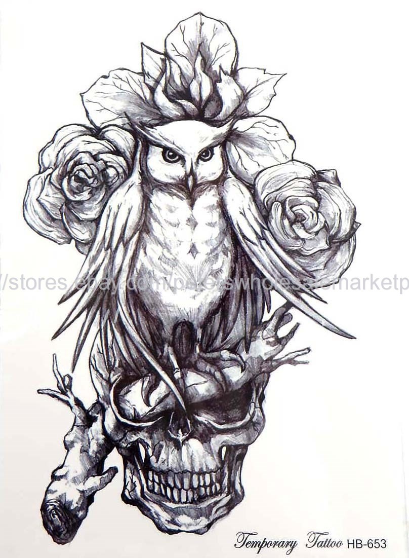 Owl Skull Tattoo Arm