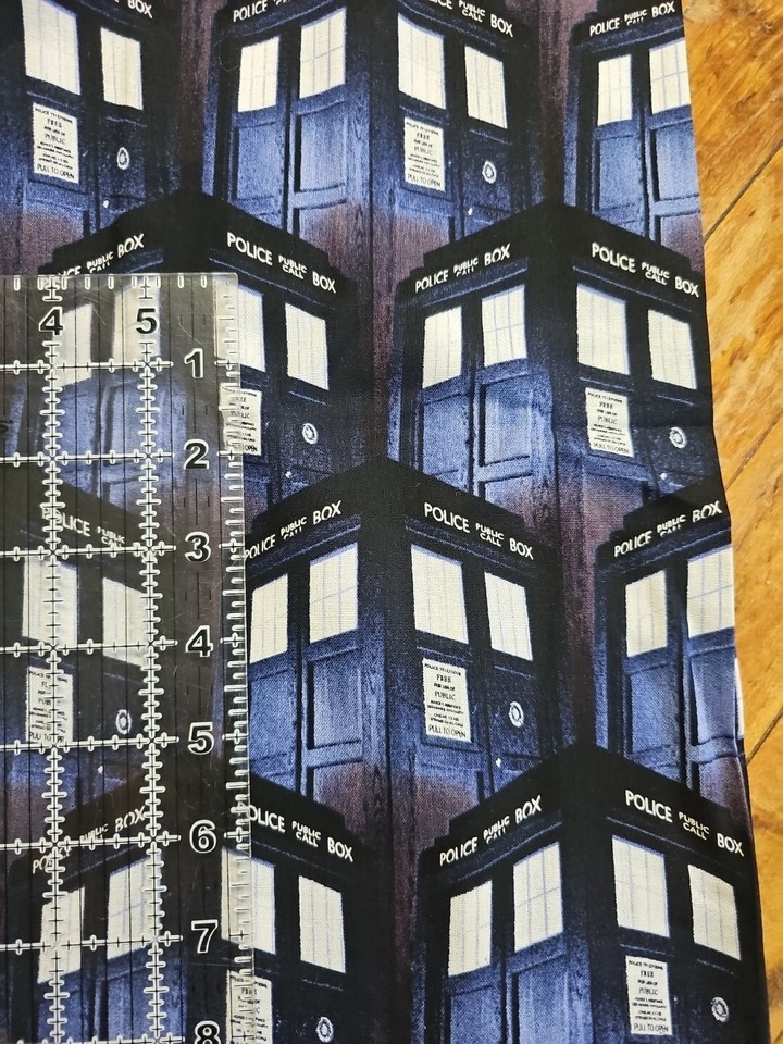 BBC Dr Who Police Call Box 1/2 yd 18 x 43 cotton print Lisc. Springs ...