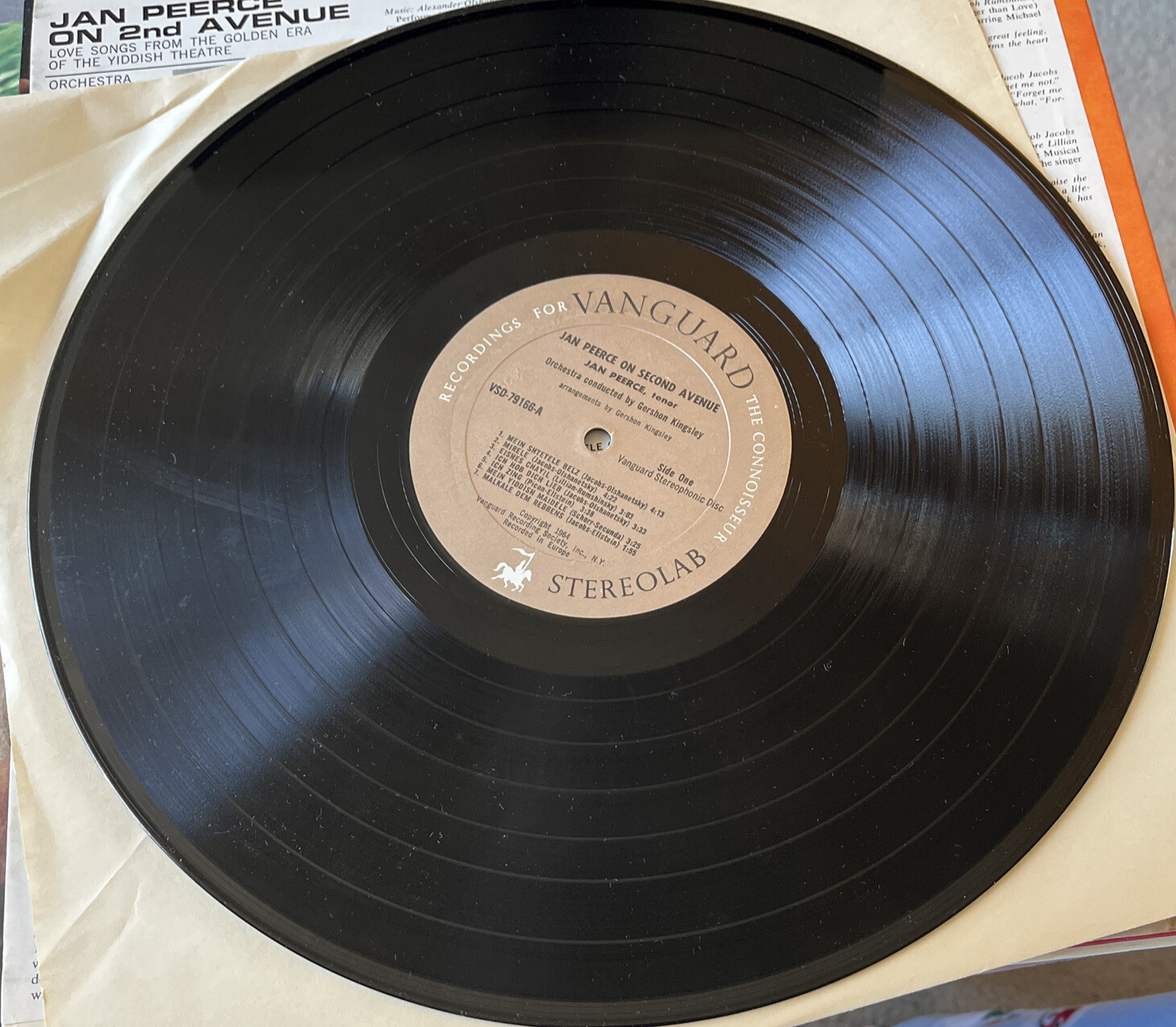 JAN PEERCE On 2nd Avenue VINYL LP Vanguard 1964 VSD79166 Yiddish ...