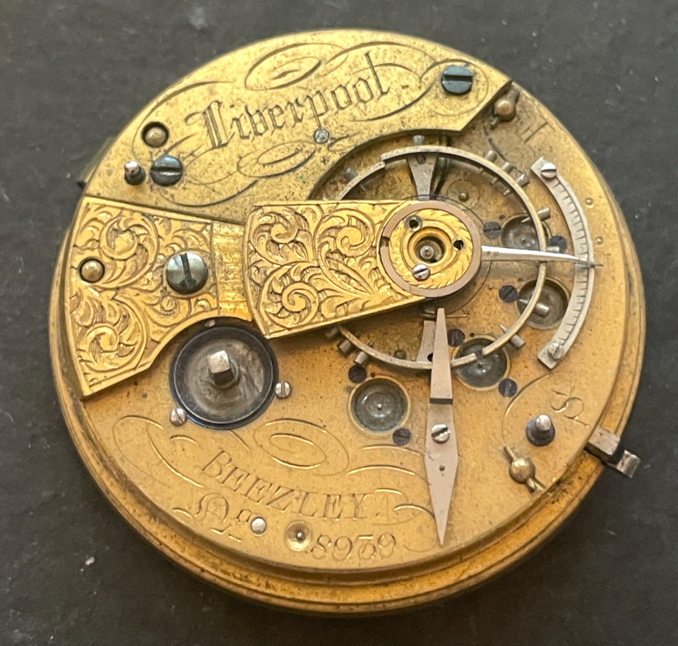 Antique Beezley Liverpool Fusee Pocket Watch Movement 18s Parts 47.3mm ...