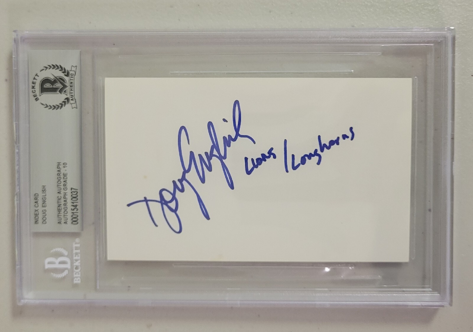 Doug English Autographed Signed Texas Longhorns 3x5 Index Card Beckett ...