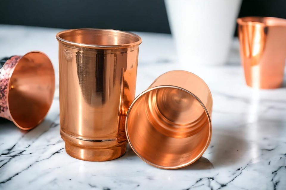 Pure Copper Drinking Cups - Ayurvedic Health Copper Tumblers – 2 pcs ...