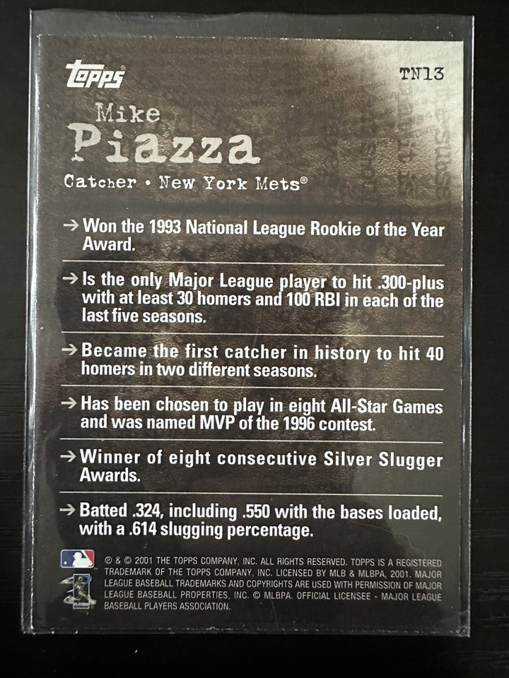 2001 Topps Noteworthy Mike Piazza #TN13 Mets | eBay