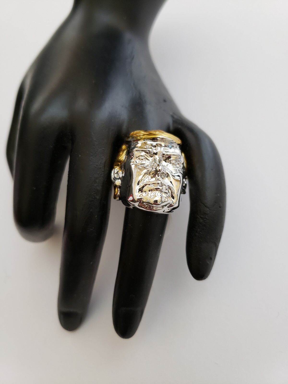 US President Donald Trump Ring Gold Hair with Silver Stainless Steel ...