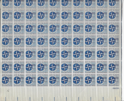 1959 U.S. Postage Stamps Two Sheets of 70 Stamps NATO 1949-1959 4 Cent ...