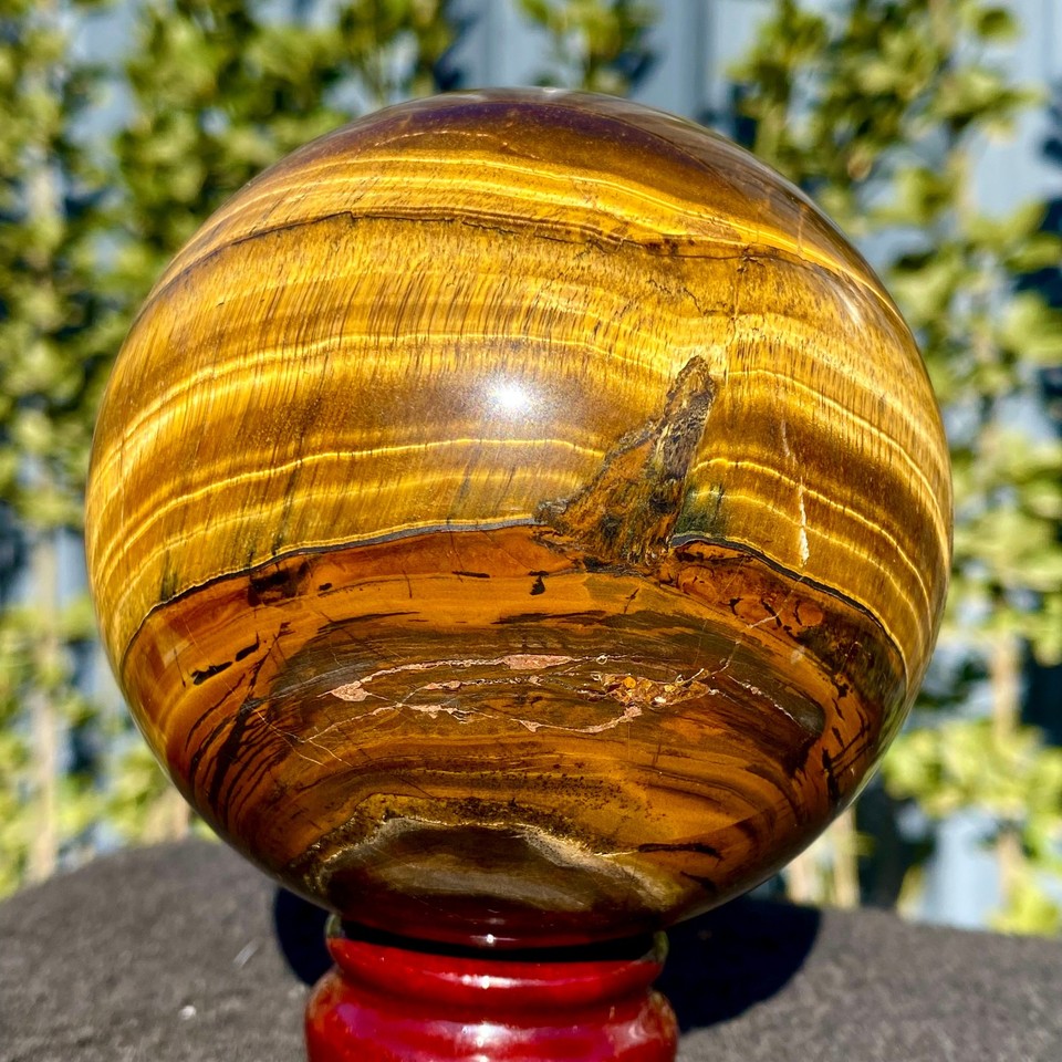 2.33LB Natural Tiger's eye stone quartz Sphere crystal ball rock ...