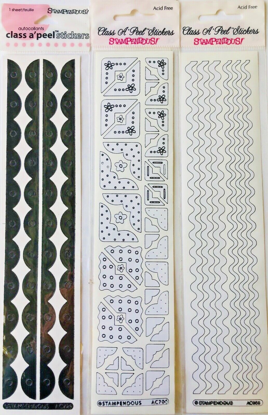 Stampendous Class A-Peel Stickers Dotted Scallop Mirror Daisy Corners ...