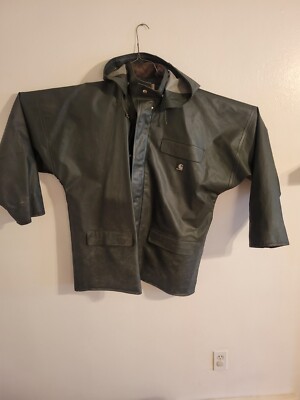 CarharttWaterproof Hooded Dark Gray Rain Coat Jacket Size XL C64GRN ...