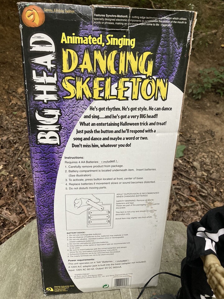 Vintage 2001 Gemmy Big Head Dancing Spooky Skeleton Halloween ...