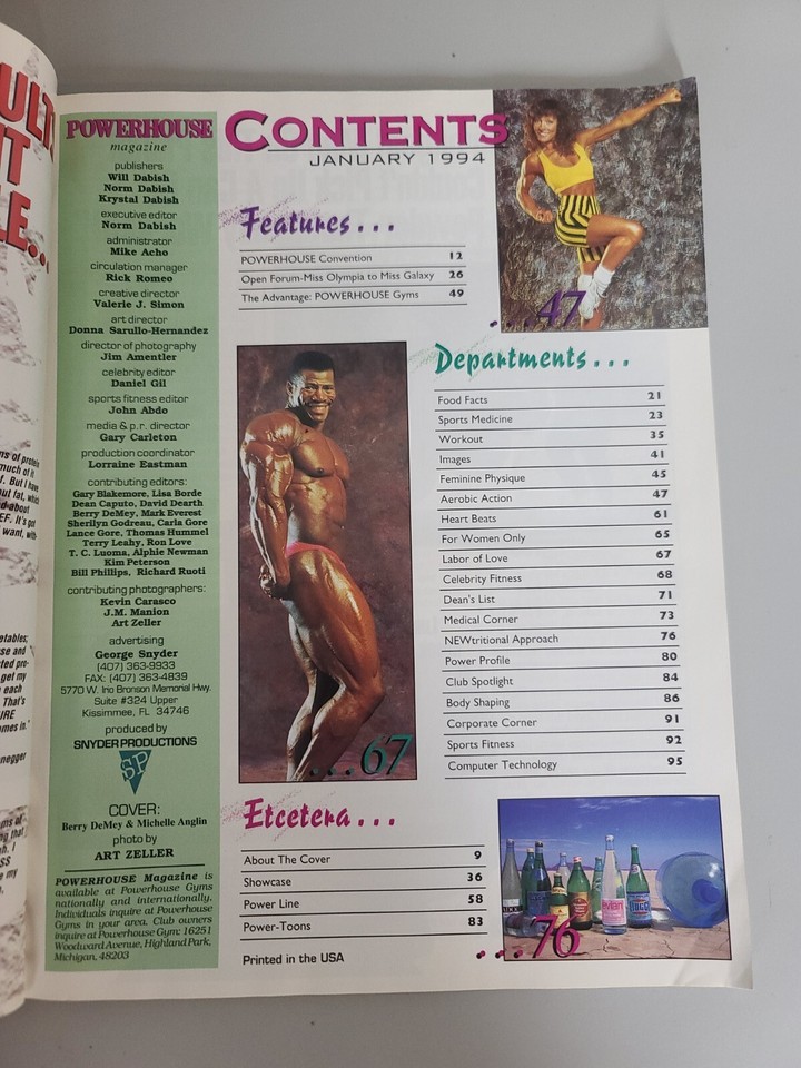 RARE January 1994 Powerhouse Gym Magazine * Berry Demey & Michelle ...