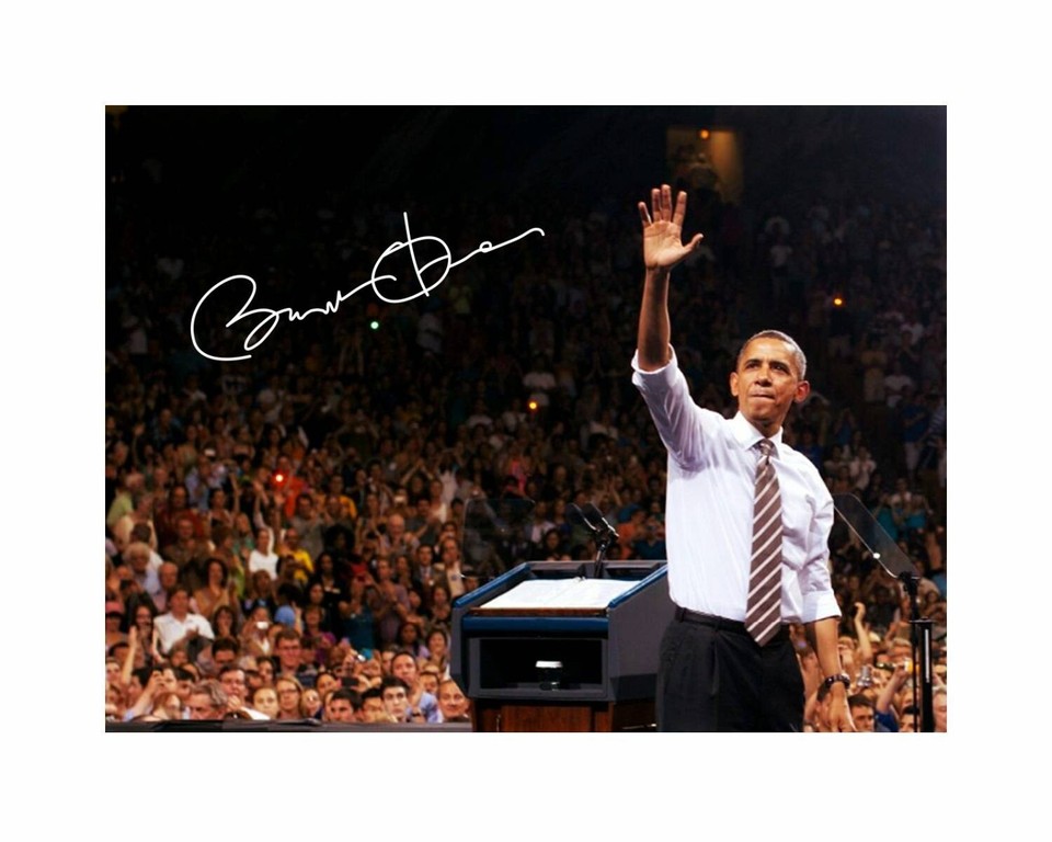 Barack Obama 8x10 Signed photo print waving speaking event autographed ...