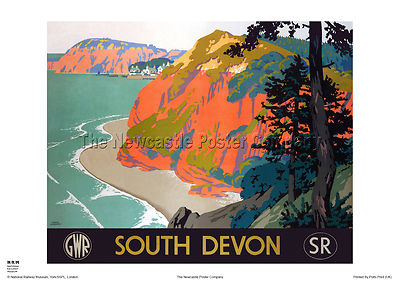 DEVON RETRO VINTAGE RAILWAY TRAVEL POSTER ADVERTISING HOLIDAY ART PRINT ...