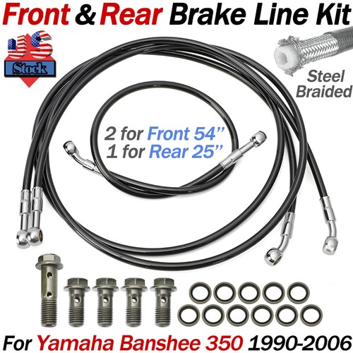 New Steel Braided Front & Rear Brake Lines For Yamaha Banshee 350 1990 ...