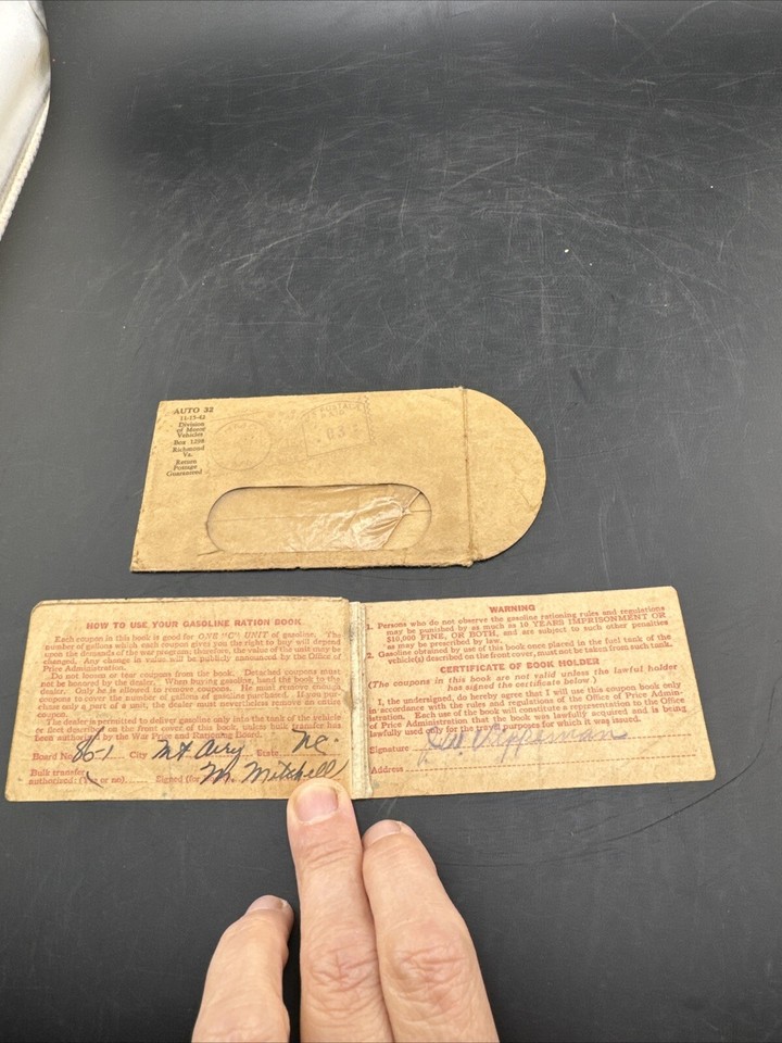 WWII 1943 War Gas Ration Book Card | eBay