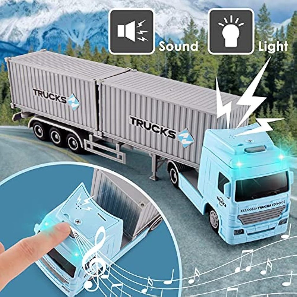 HERSITY Container Transporter Truck Toy 1:50 Scale, Friction Lorry Cars ...