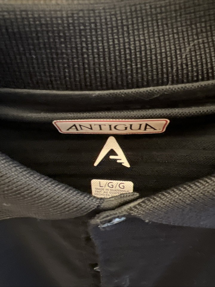 Antigua Black Golf Shirt Mens Large SCPGA Logo Textured Tonal Stripes ...