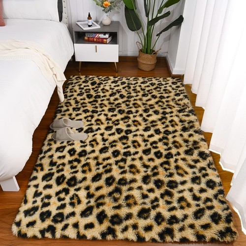 Fluffy Leopard Rug Premium Cheetah Print Rugs Soft Comfy Faux 3x5 Feet ...