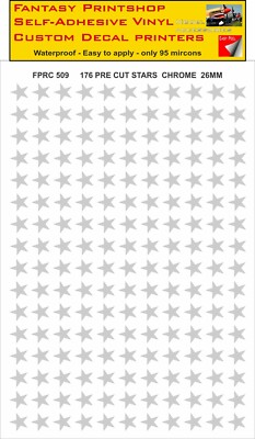 RC VINYL DECALS TRANSFERS 176 STARS PRE CUT FPRC509 CHROME 26mm VINYL ...