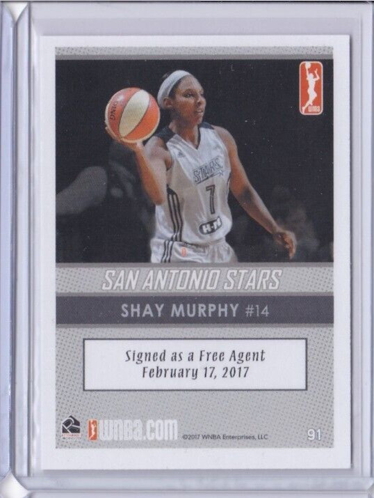 2017 Rittenhouse WNBA #91 SHAY MURPHY SAN ANTONIO STARS | eBay