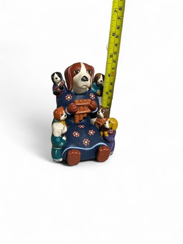 Peruvian Peru Storyteller Dog 6 Pups Clay Pottery Figurine Folk Art W ...