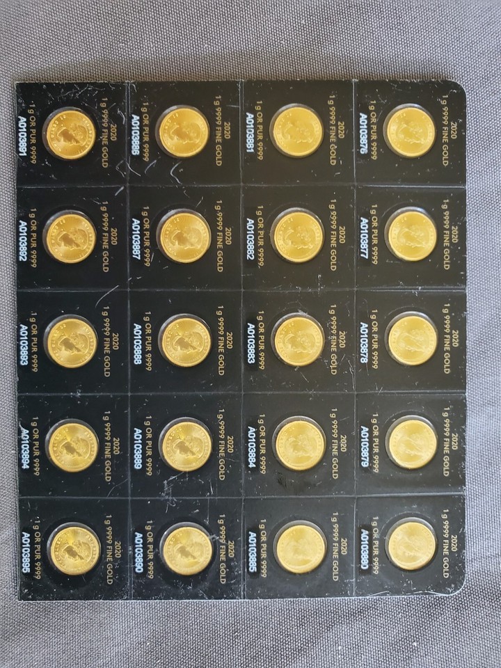 (20) 2020 1g, Gold Royal Canadian Mint Maple Leaf Coins, Pur .9999 | eBay
