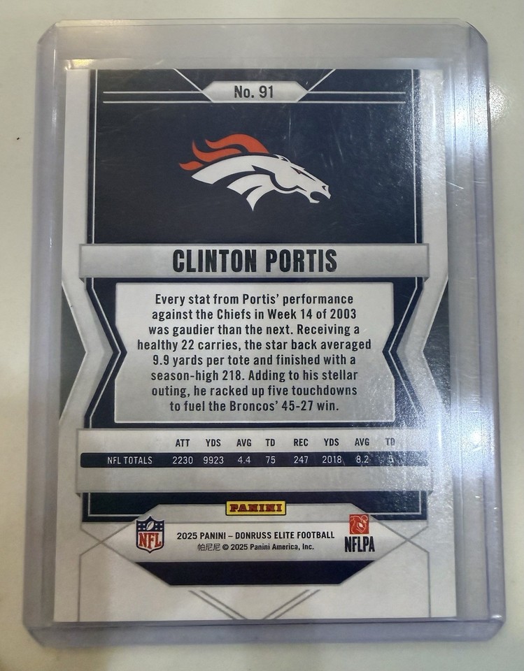2025 Panini Donruss Elite Clinton Portis #91 Black /25 Denver Broncos ...
