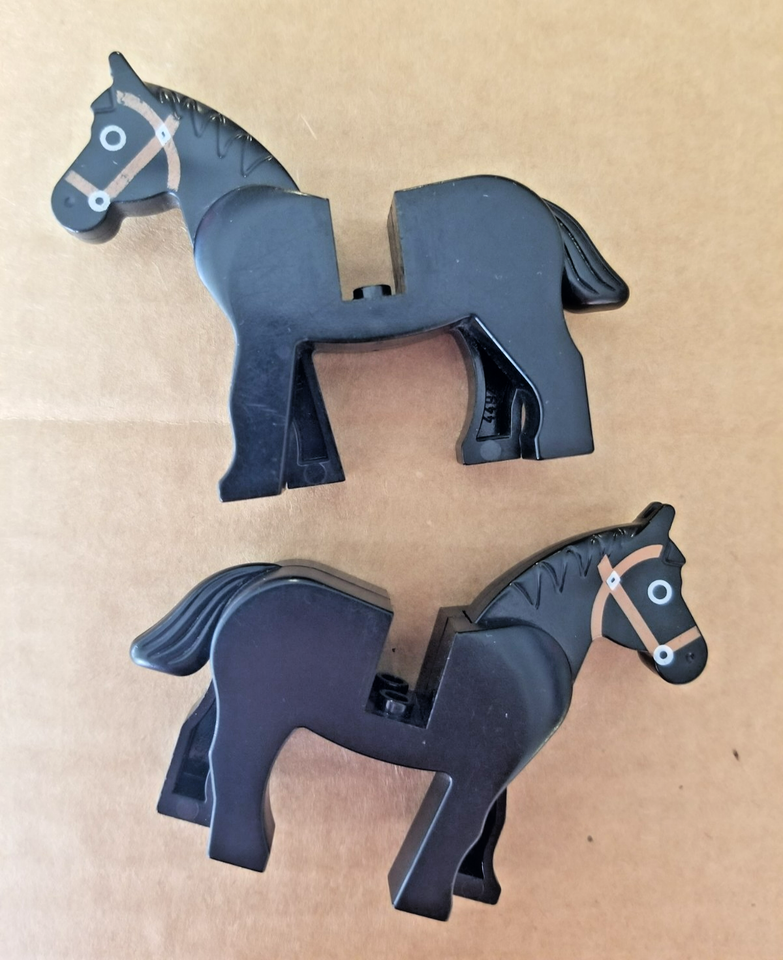 LEGO Black Horse Minifigure Brown Bridle Castle Western Animal Cowboy ...