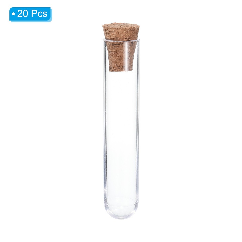 3ml Plastic Test Tubes with Cork Stoppers, 20Pcs 60x12mm Tubes | eBay