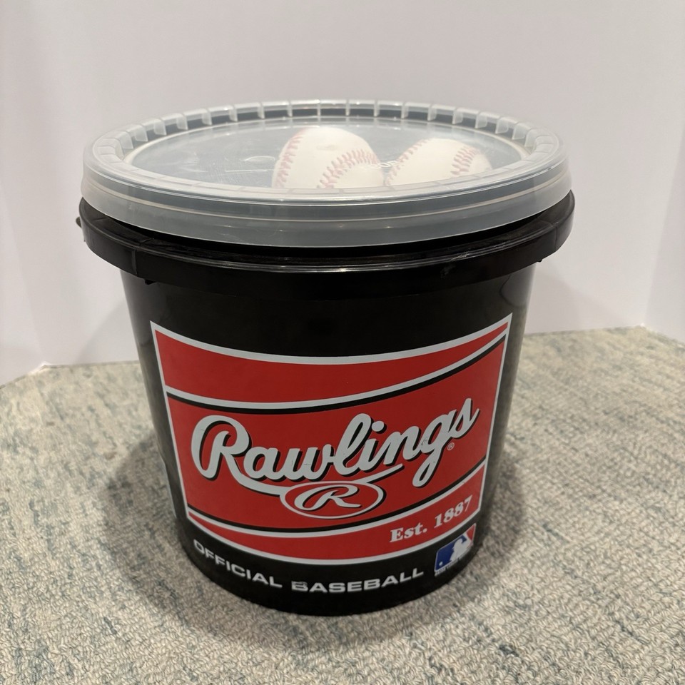 Bucket Of 23 Rawlings Leather Baseballs Made With Cork & Rubber Lightly ...