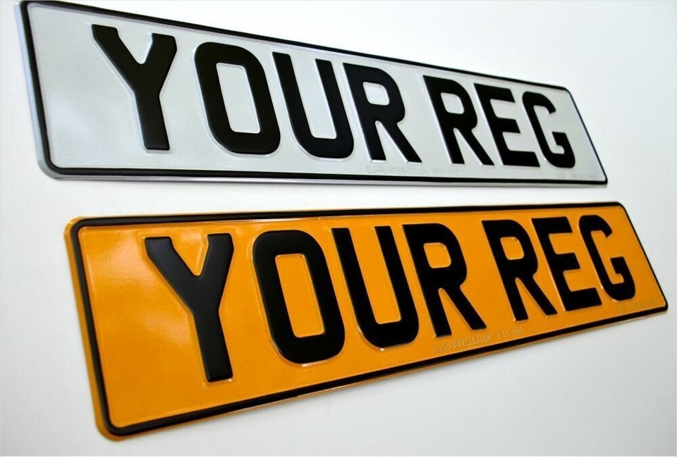 Metal Pressed Number Plates REFLECTIVE x2 Aluminium Embossed Plates car ...
