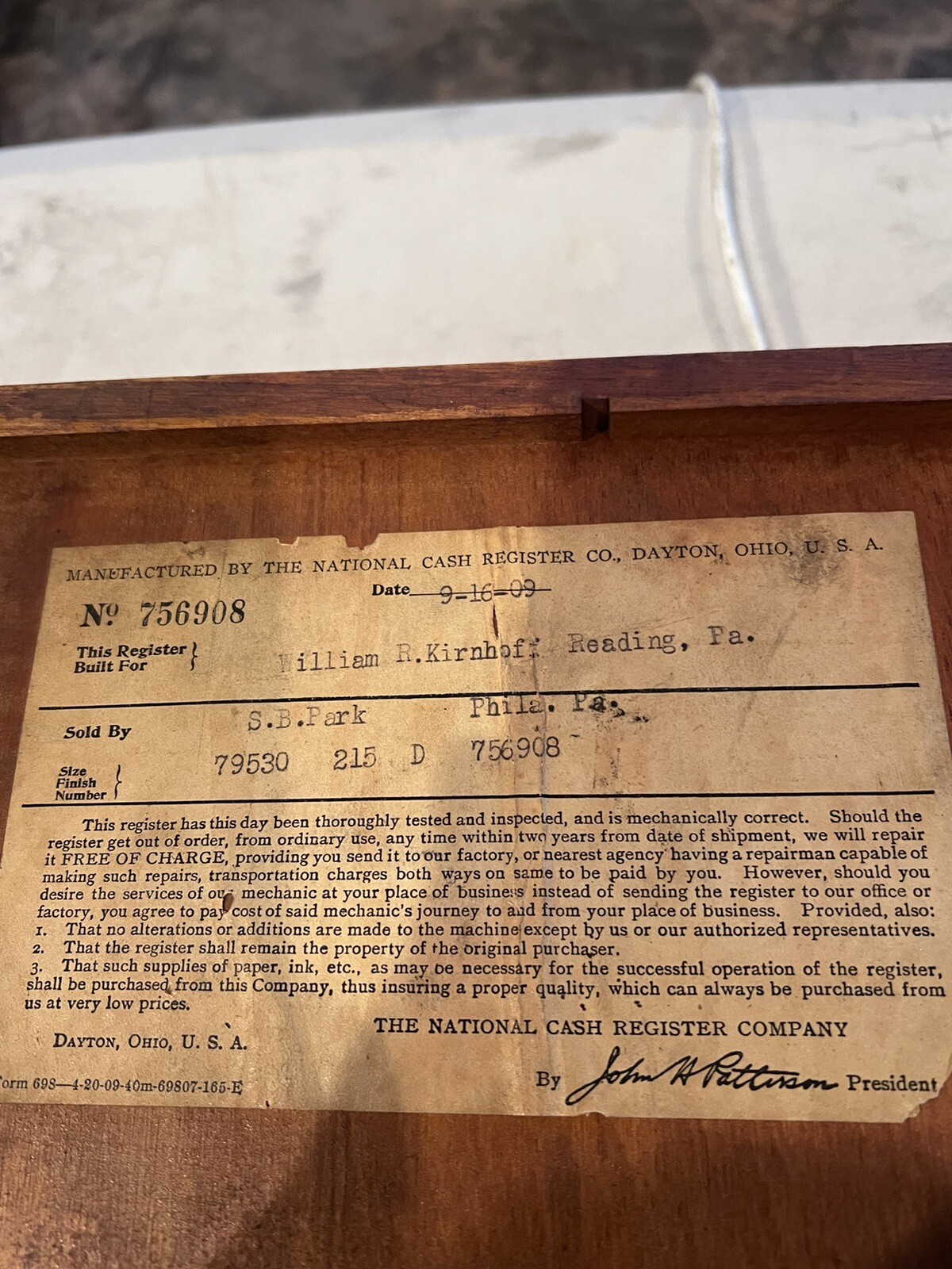 FREE NCR CLOCK /BRASS #215 NATIONAL CASH REGISTER /MARQUIS MARBLE /WOOD ...