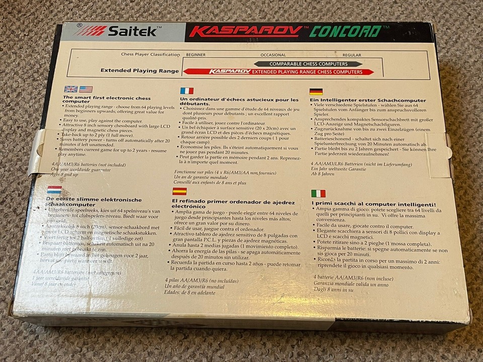 Saitek CONCORDE KASPAROV Chess Computer - IN ORIGINAL SEALED PACKAGING ...