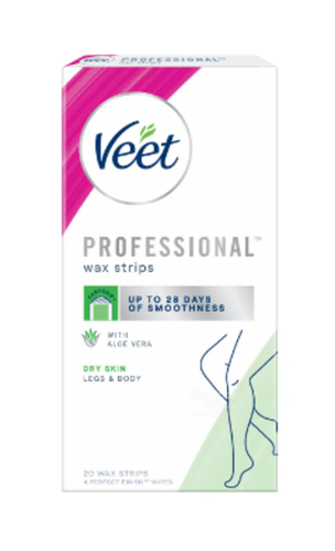 Veet Legs & Body Aloe Vera Hair Remover Wax Strip Kit Dry Skin, 20 ...