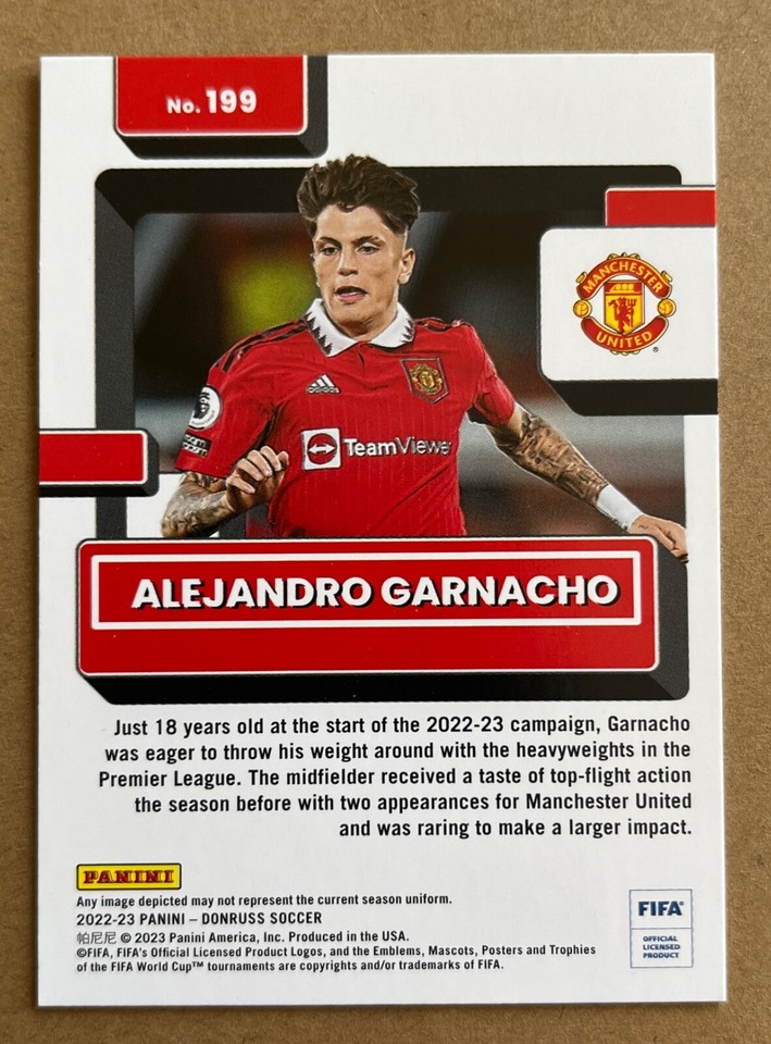 Alejandro Garnacho 2022-23 Donruss FIFA Soccer RATED ROOKIE Card #199 ...