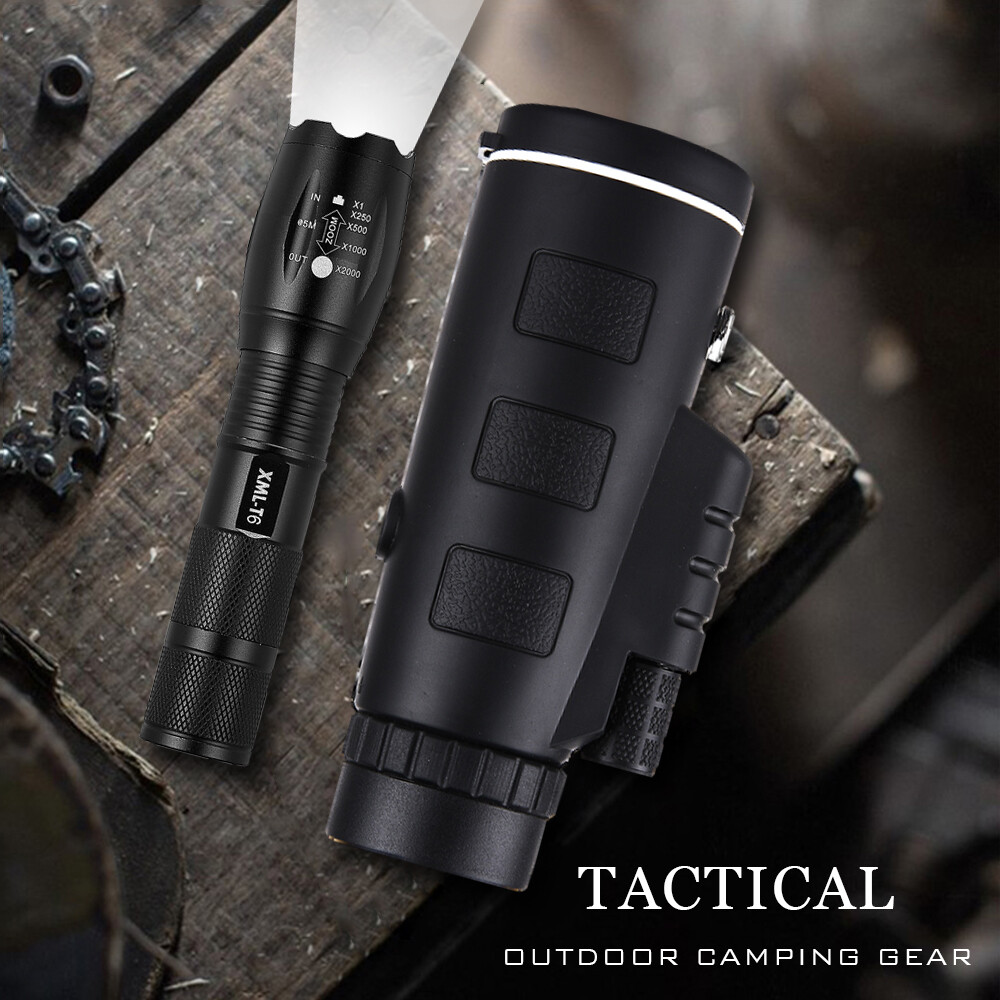 80X100 HD Binoculars BAK4 Monocular Telescope + Tripod & Tactical LED ...